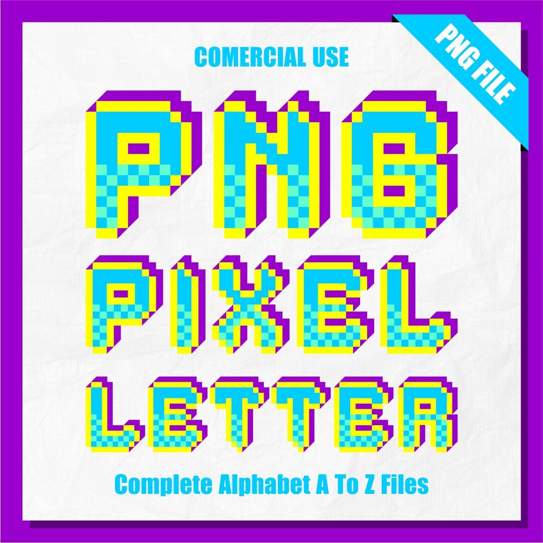 Pixel Alphabet Clipart PNG: Digital Letter Set (commercial Use) - Etsy