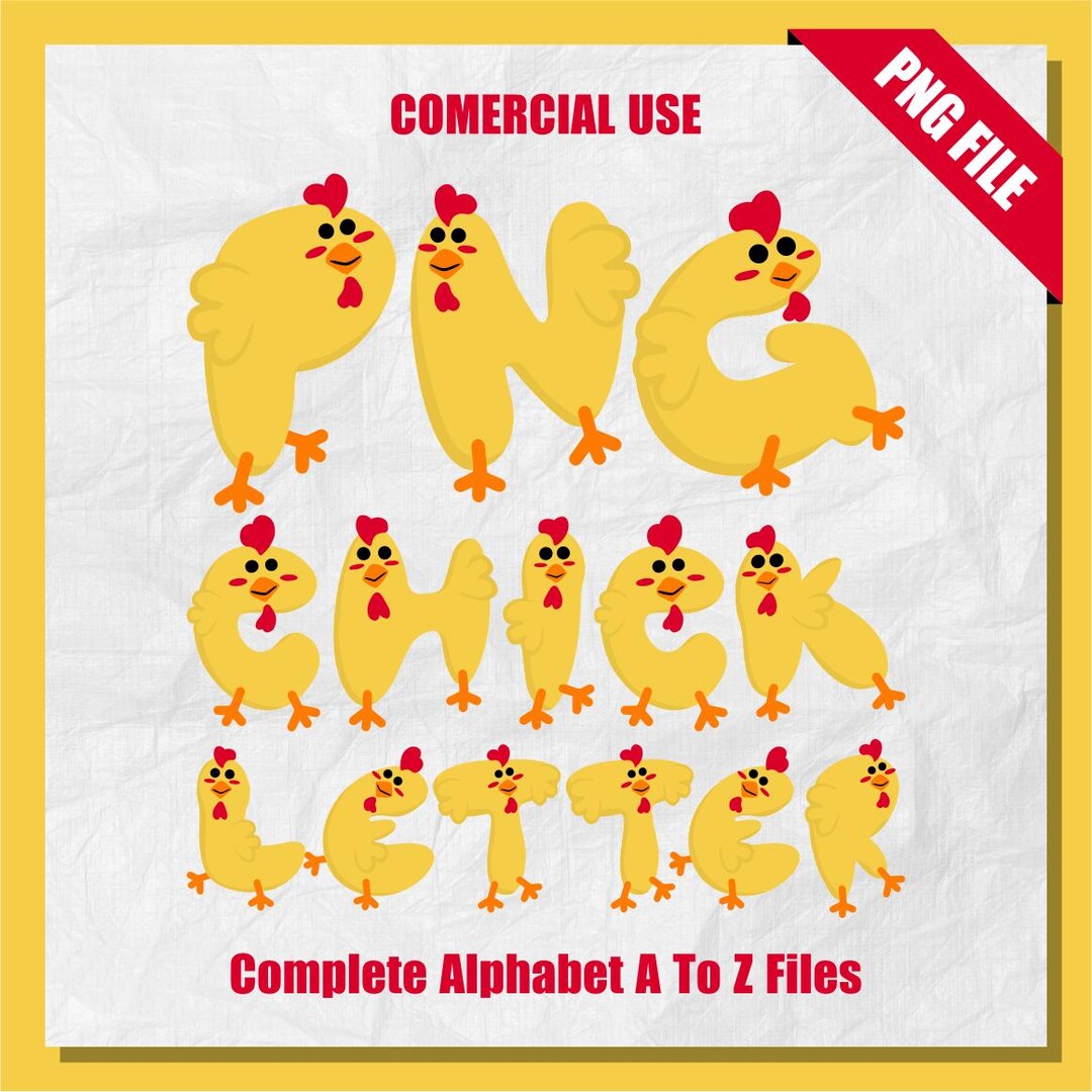 Chicken Alphabet Clipart PNG: A-Z Letter Set (digital Download) - Etsy ...