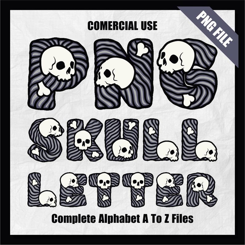 Skull Bone Alphabet Clipart: PNG Letter Set (commercial Use) - Etsy ...