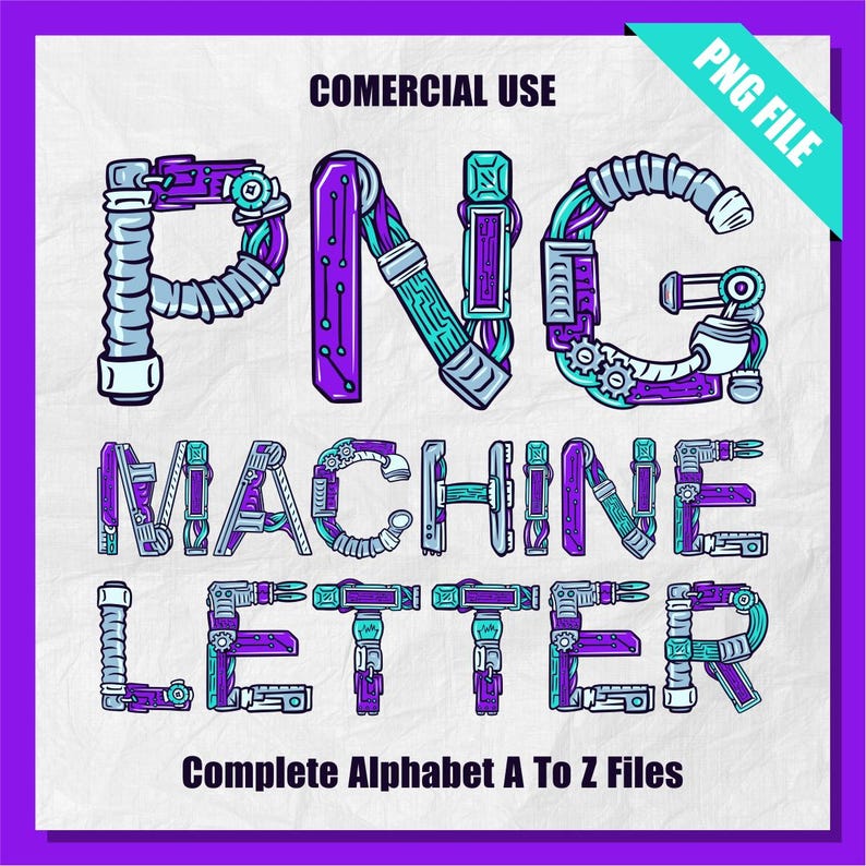 Machine Robot Alphabet Clipart: Tech Letter PNG Set (commercial Use) - Etsy