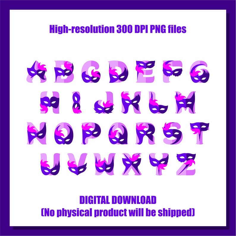 Mask Clipart, Masquerade Letter PNG, Costume Alphabet, Alphabet Clipart ...