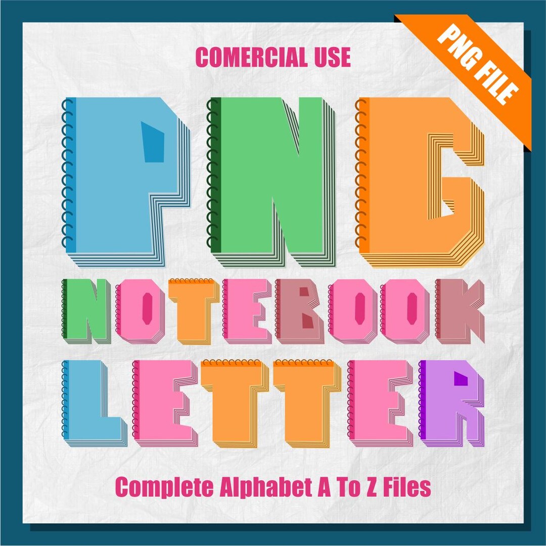 Notebook Alphabet Clipart PNG: A-Z Letter Set (digital Download) - Etsy