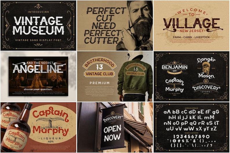 Vintage Font Bundle: 18 Retro Typefaces, Classic Design Fonts - Etsy