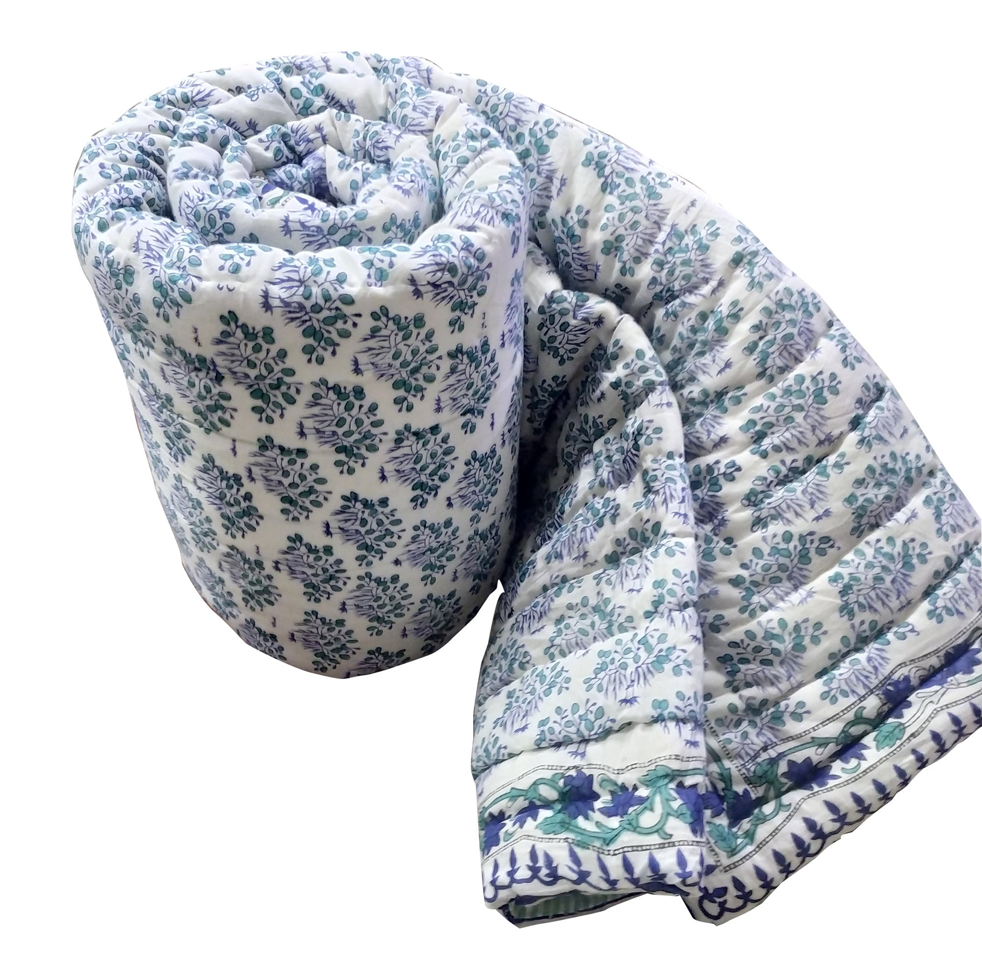 Indian Hand Block Print Cotton Quilts Kantha Floral Quilt, Indian ...