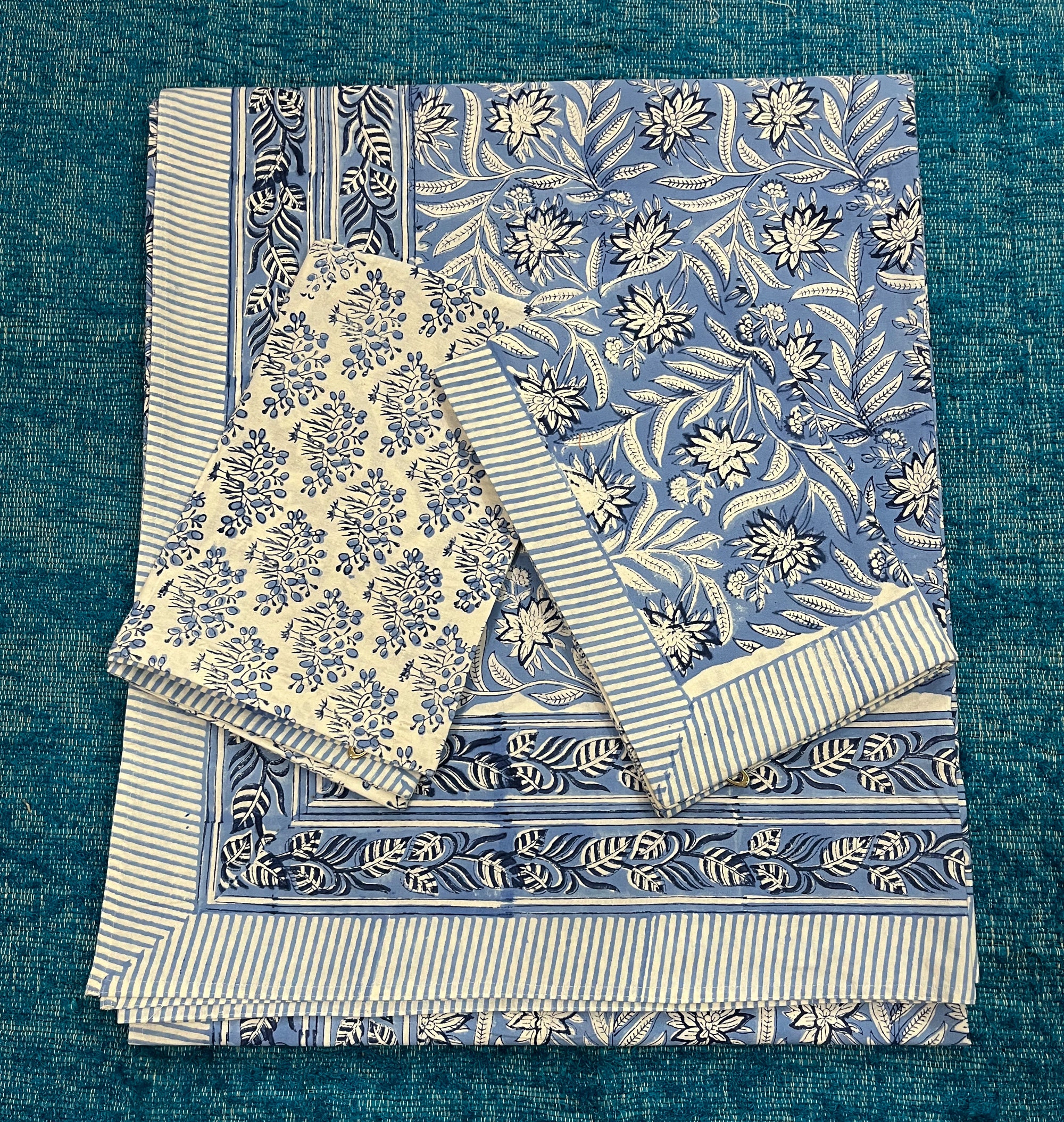 Handmade Indian Block Print Cotton Bedsheet Set: Floral Bedding - Etsy