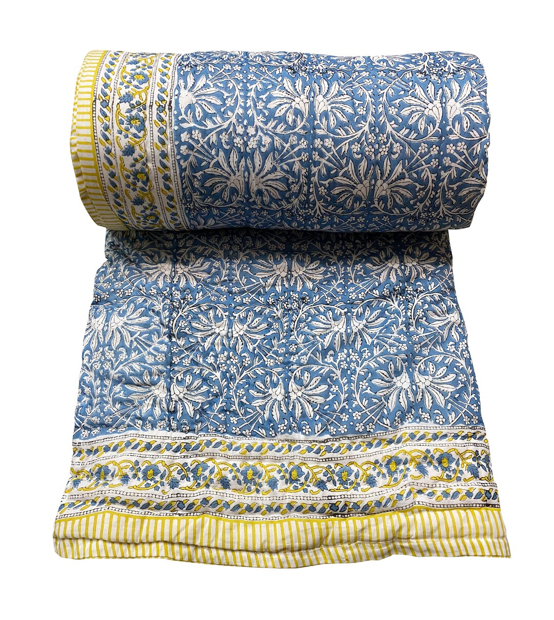 Indian Hand Block Print Cotton Quilts Kantha Floral Quilt, Block Print ...