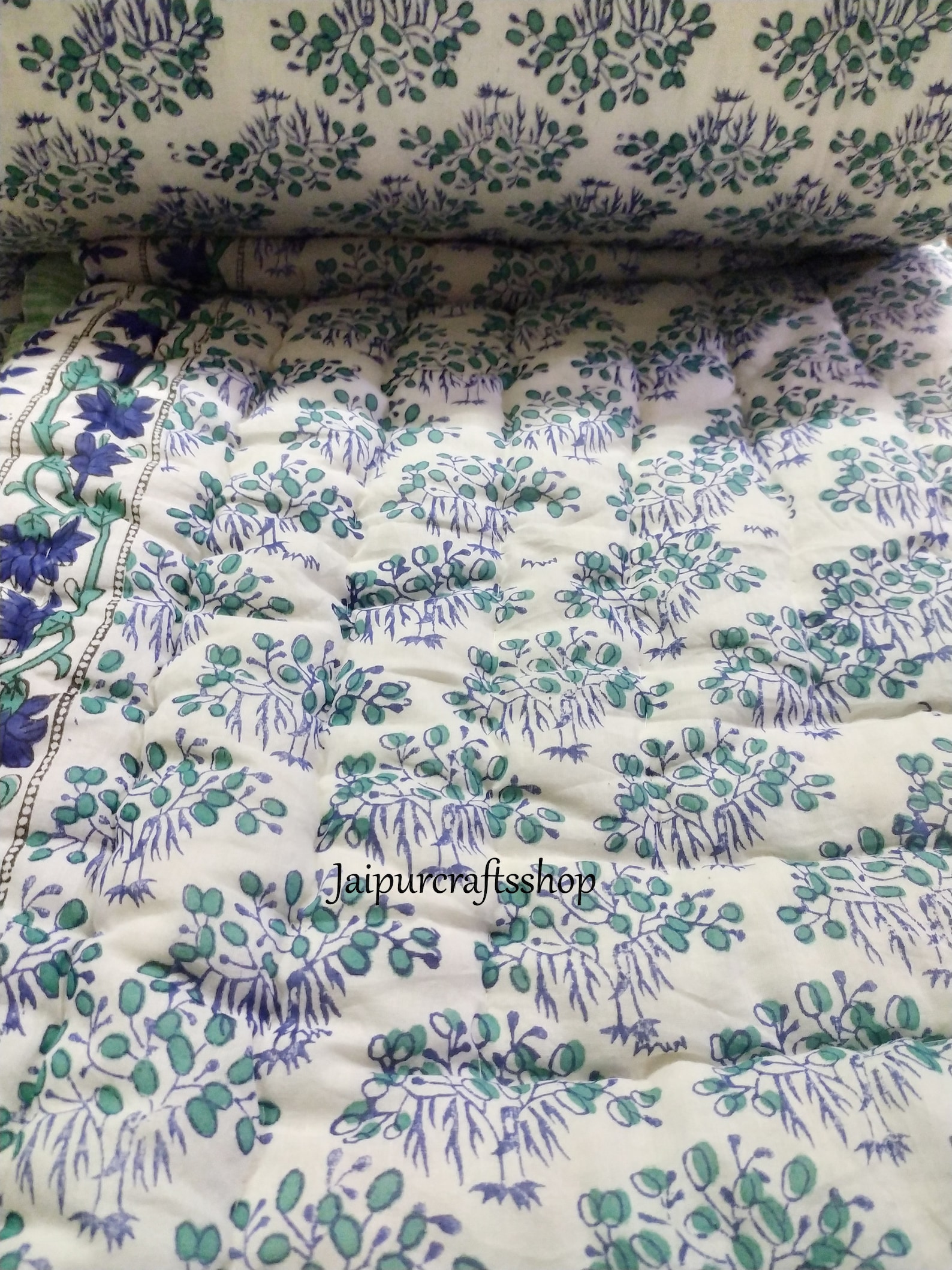 Indian Reversible Quilt, Kantha Quilt, Handmade Rajai, Jaipur Quilt ...