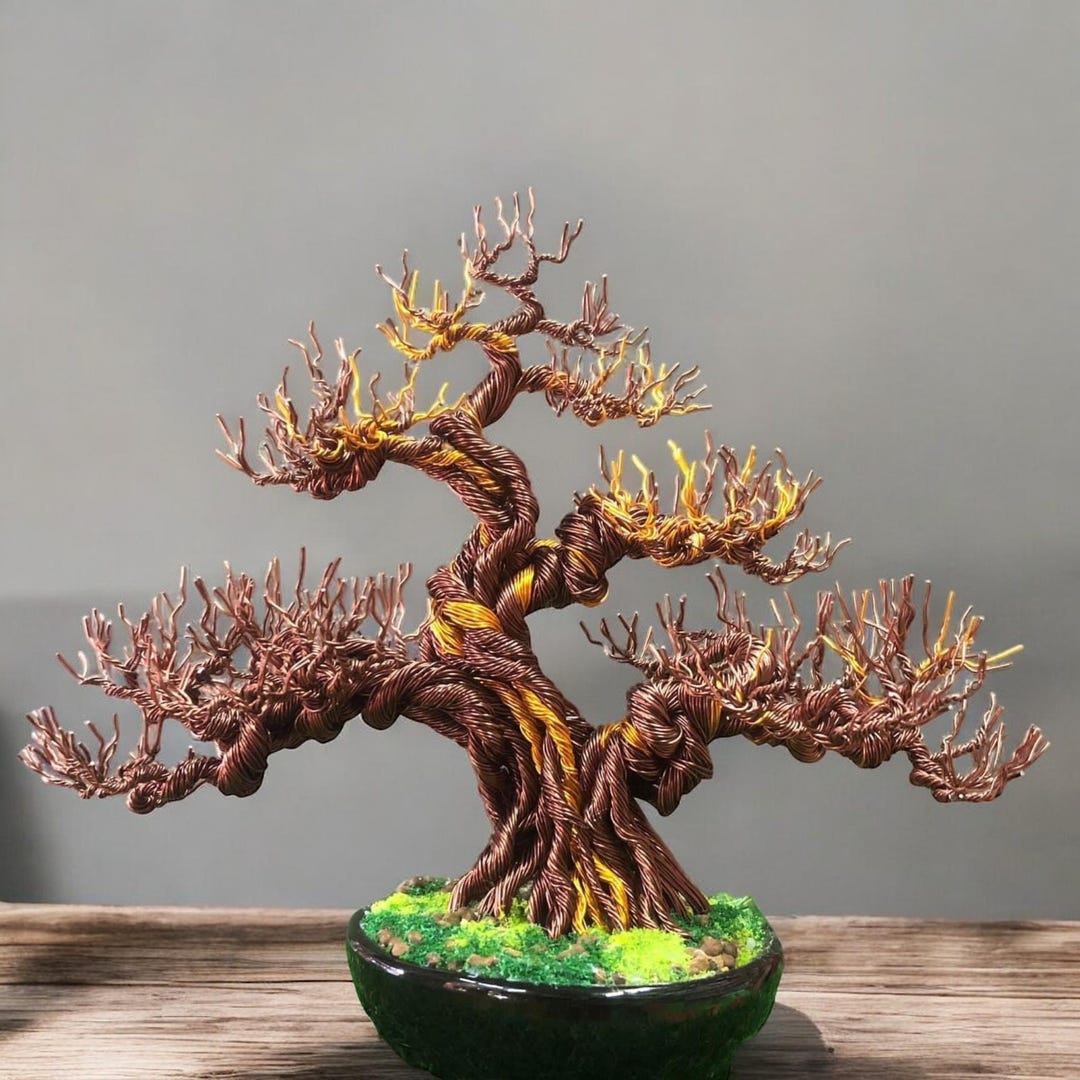 Tree Sculpture Stunning Handmade Bonsai Wire Art Leafless Design ...