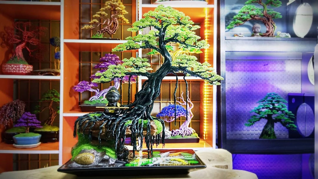 Lime Green Bonsai Tree Sculpture Symbol of Strength and Resilience ...