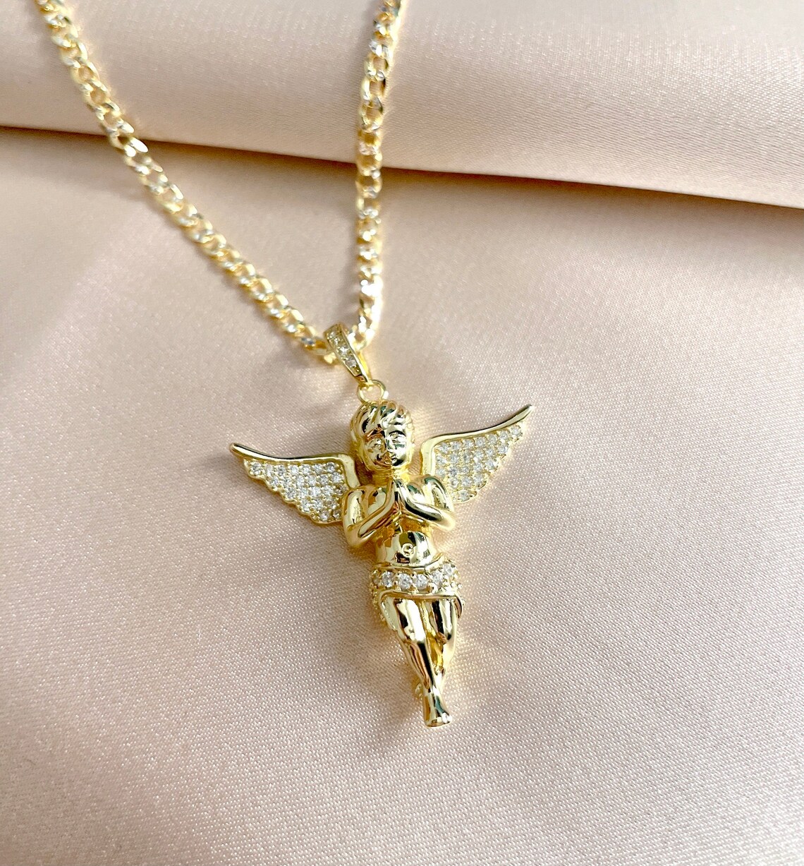 925 Sterling Silver ANGEL Pendant Necklace/ Angel Pendant/ Silver 925 ...