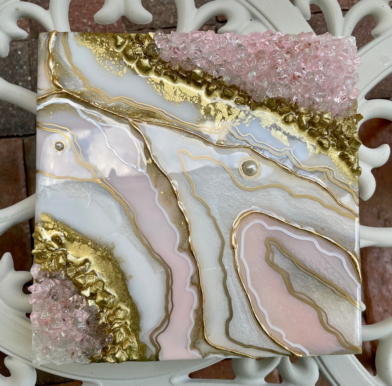Pink & Gold Geode Art Small (set of 2) - Etsy