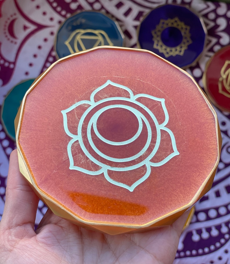 Chakra Candle Holder, Chakra Coaster, Resin - Etsy
