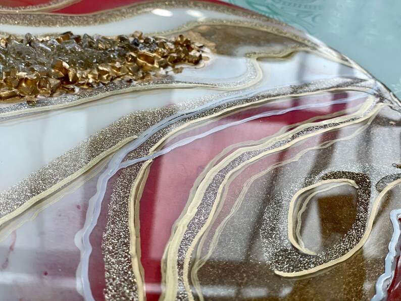 Red White and Gold Geode Art - Etsy