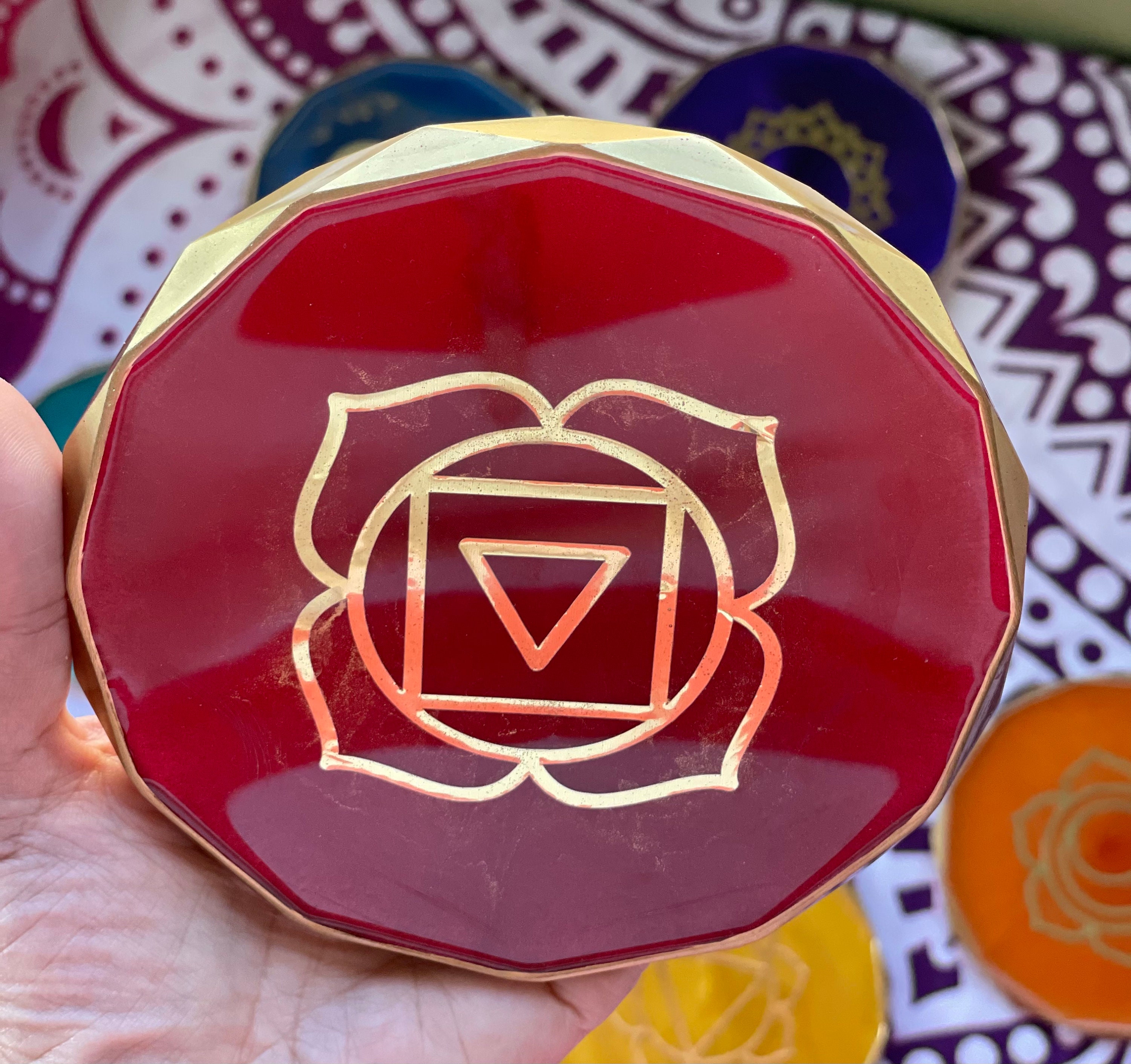 Chakra Candle Holder, Chakra Coaster, Resin - Etsy