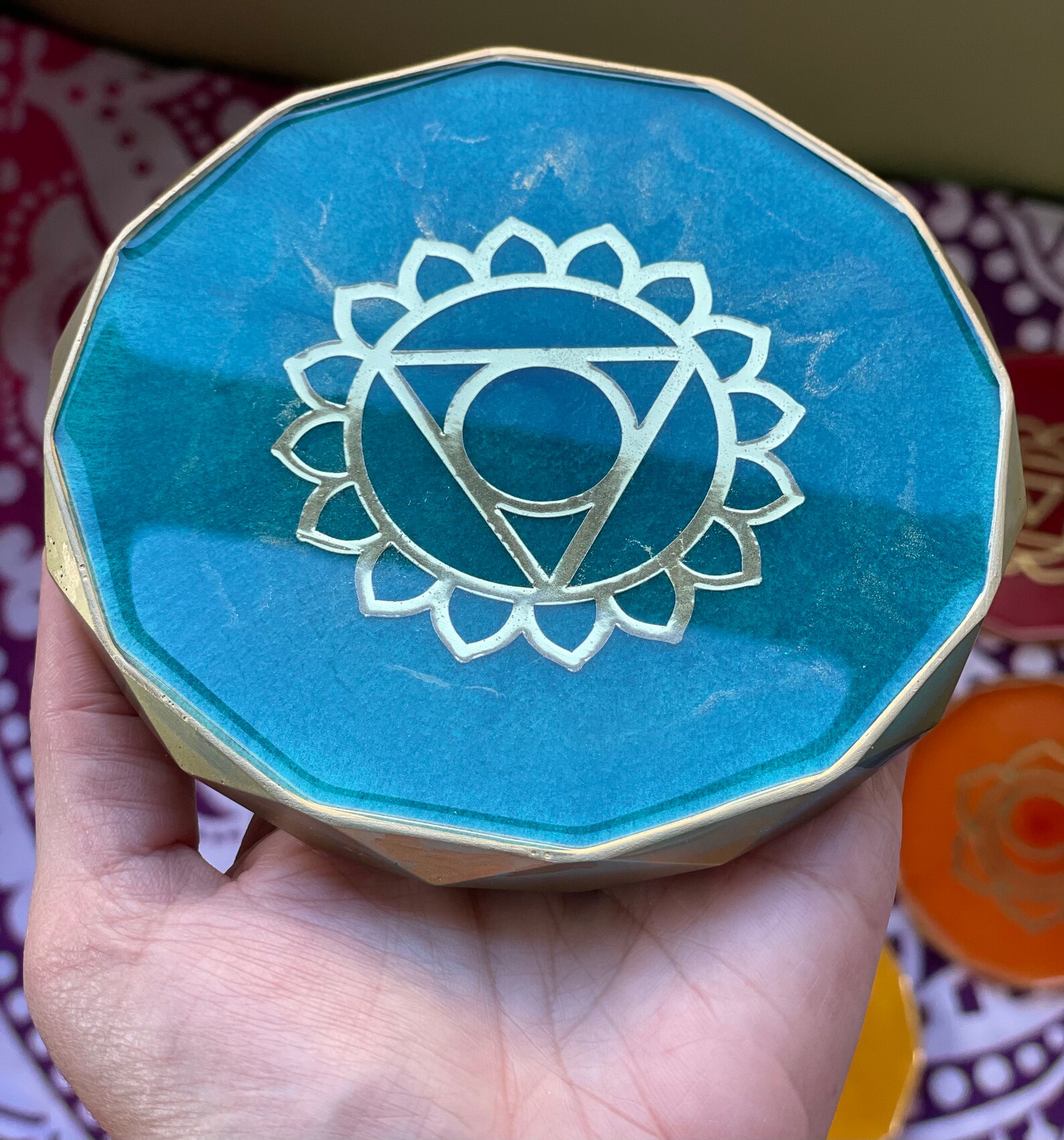 Chakra Candle Holder, Chakra Coaster, Resin - Etsy