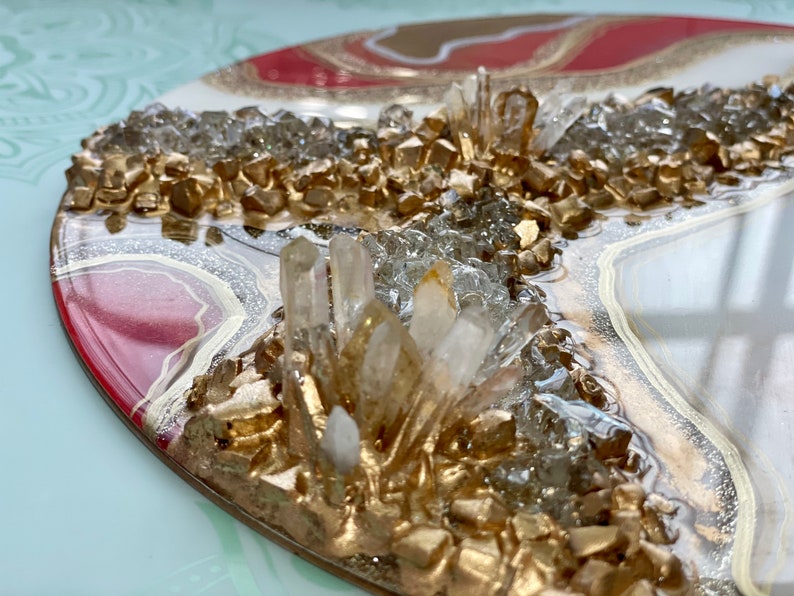 Red White and Gold Geode Art - Etsy