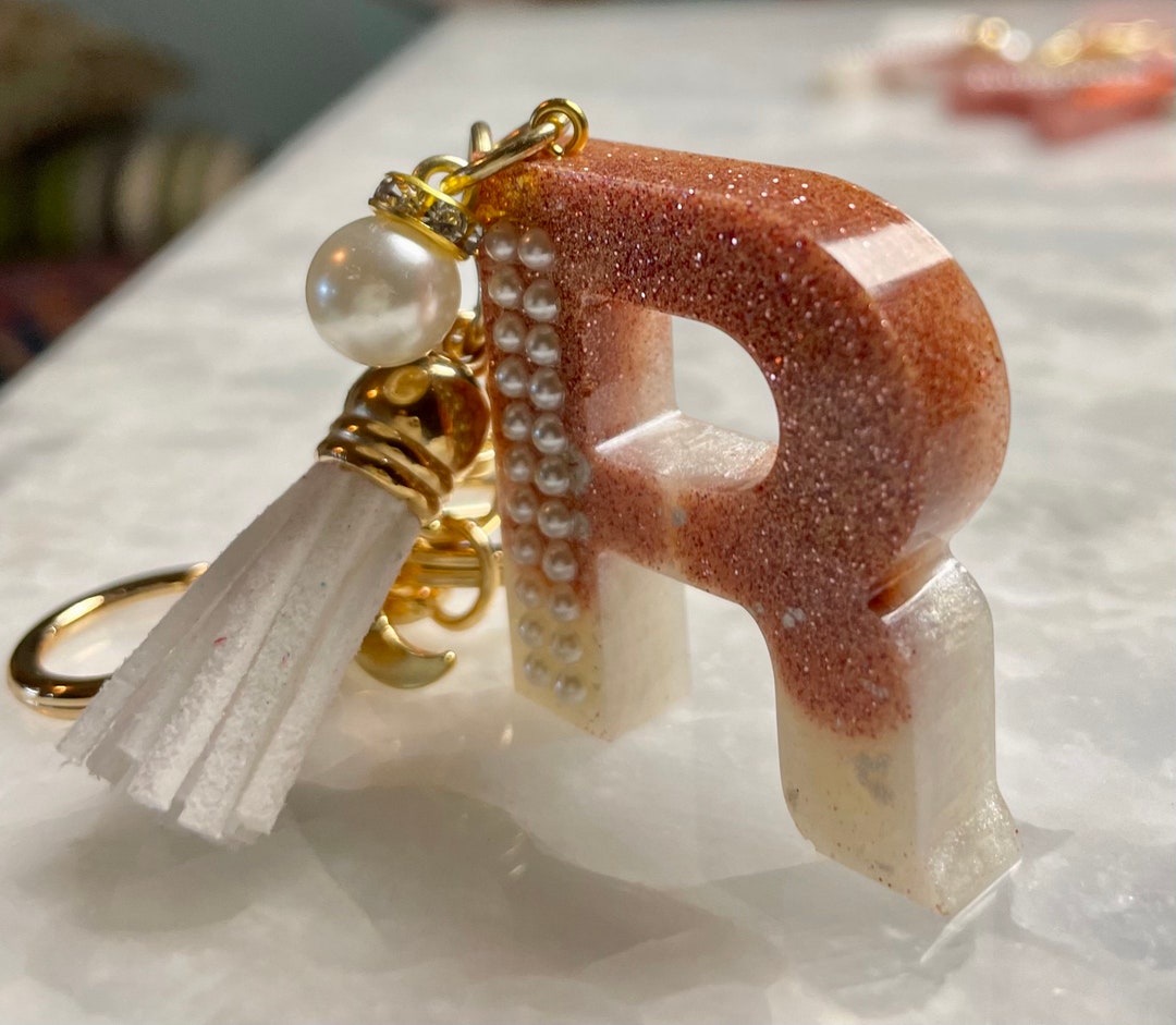 Personalized Resin Letter Keychain - Etsy