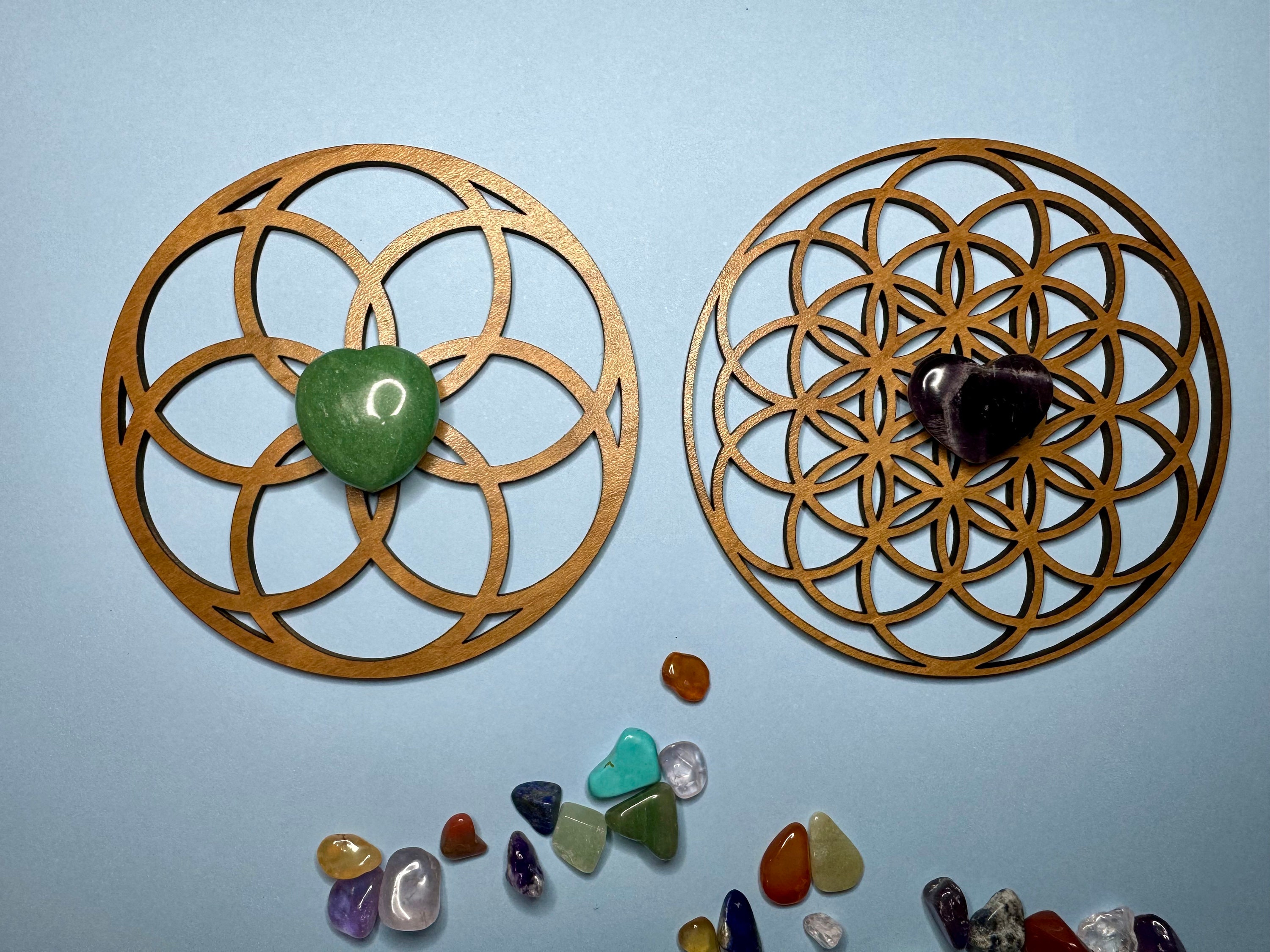 Sacred Geometry Wood Coaster, Seeds of Life, Flower of Life, Metatron’s ...
