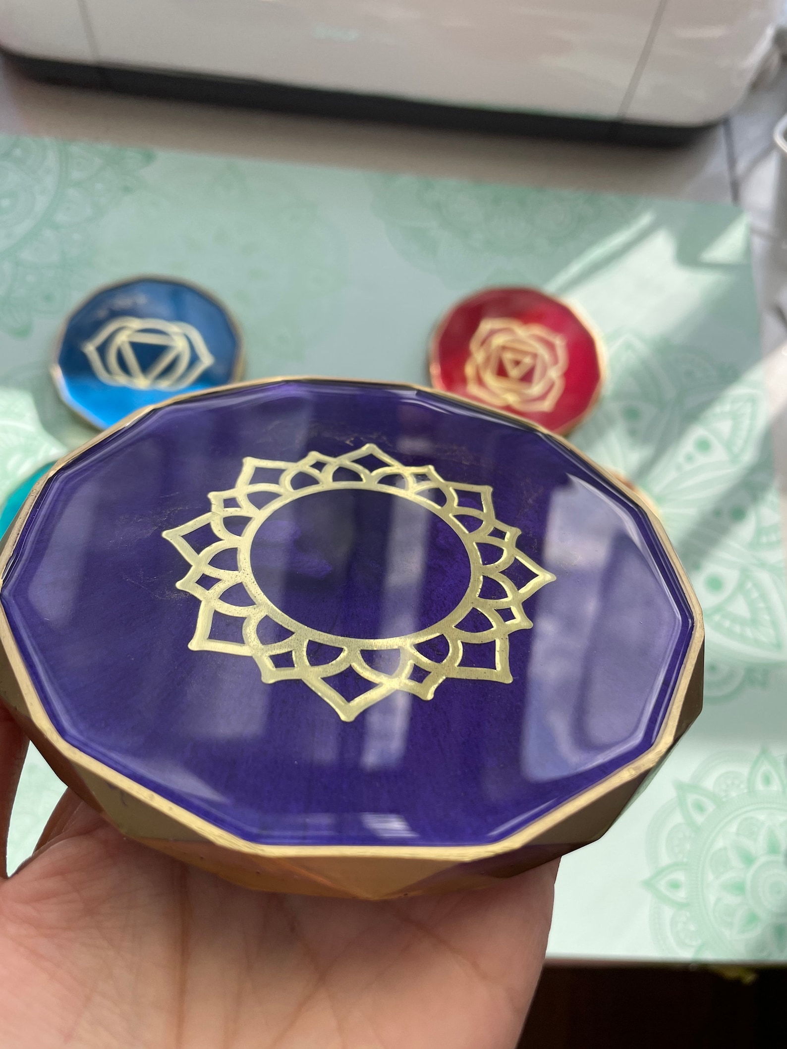 Chakra Candle Holder, Chakra Coaster, Resin - Etsy