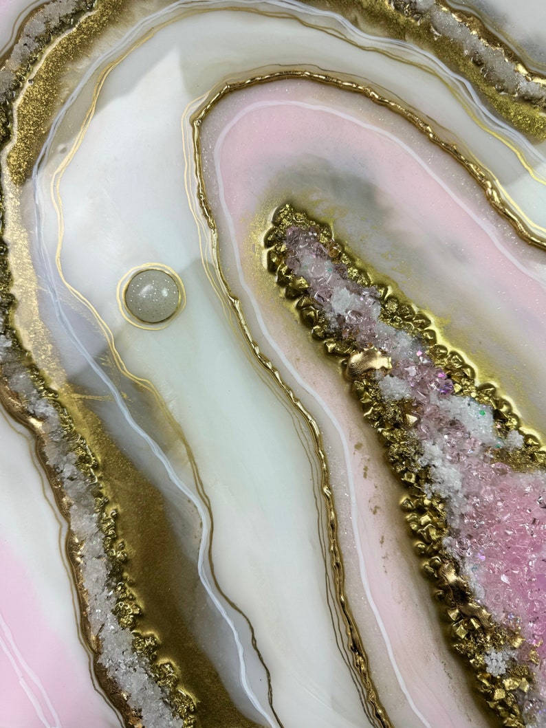 Pink & Gold Geode Art - Etsy