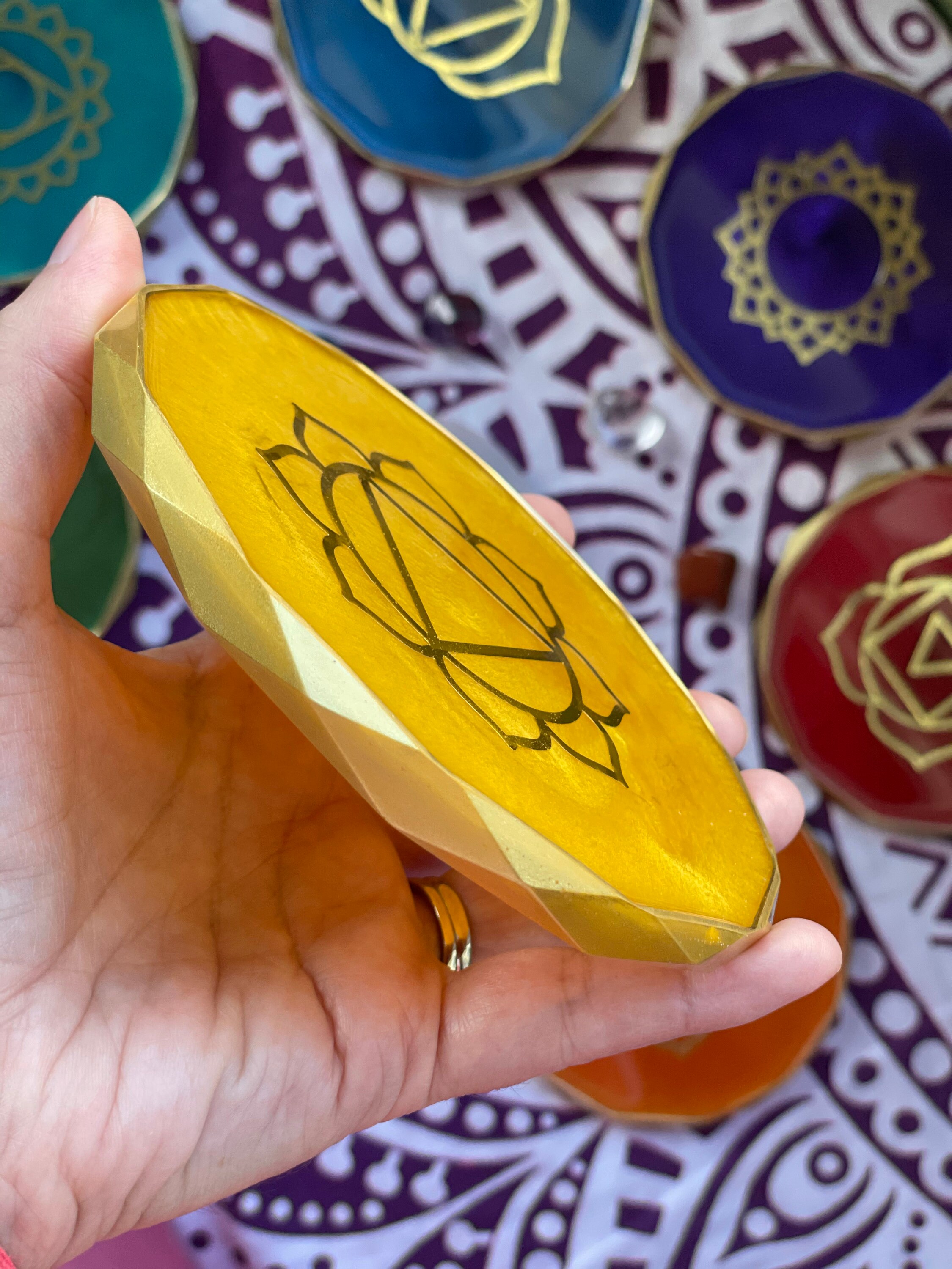 Chakra Candle Holder, Chakra Coaster, Resin - Etsy