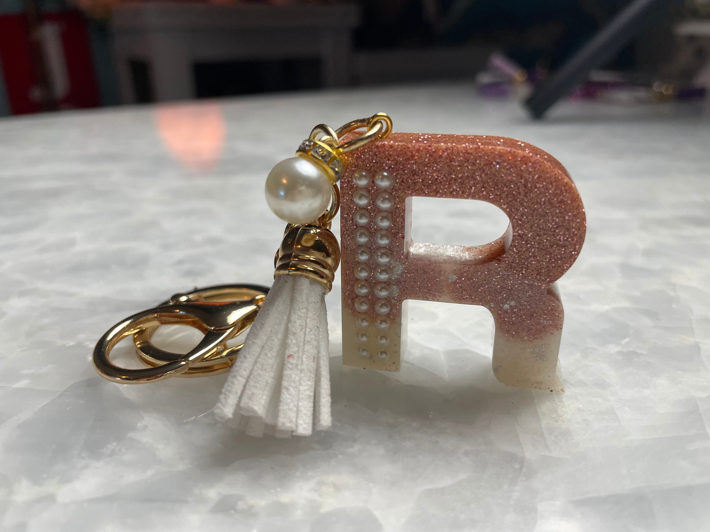 Personalized Resin Letter Keychain - Etsy
