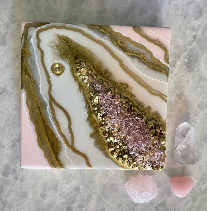 Pink & Gold Geode Art Small - Etsy