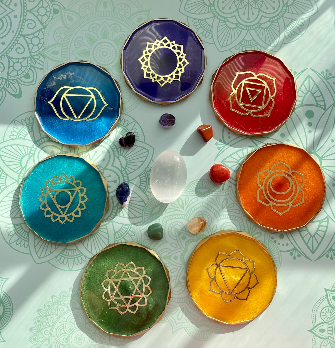 Chakra Candle Holder Chakra Coaster Resin - Etsy