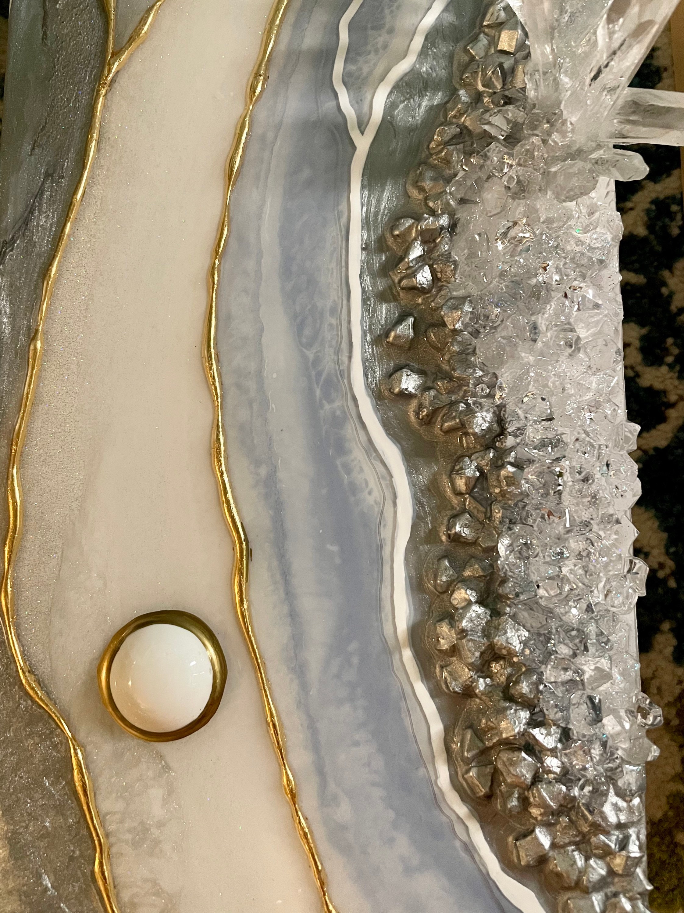 Blue, White & Silver Geode Art (pack of 2) - Etsy