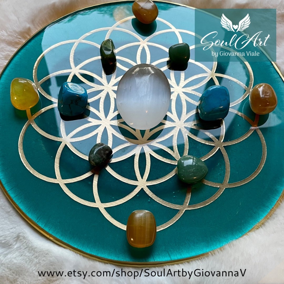 Crystal Grid, Sacred Geometry, Flower of Life, Resin - Etsy