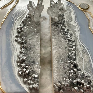 Blue, White & Silver Geode Art (pack of 2) - Etsy