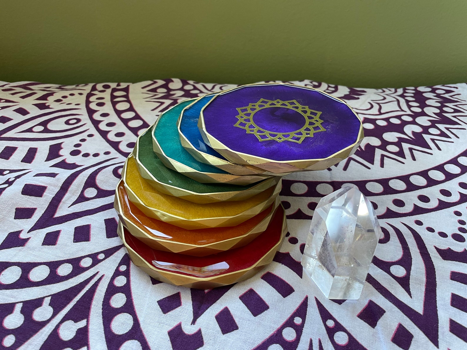 Chakra Candle Holder, Chakra Coaster, Resin - Etsy