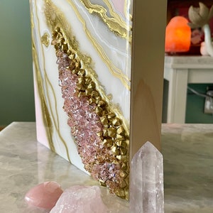 Pink & Gold Geode Art Small - Etsy