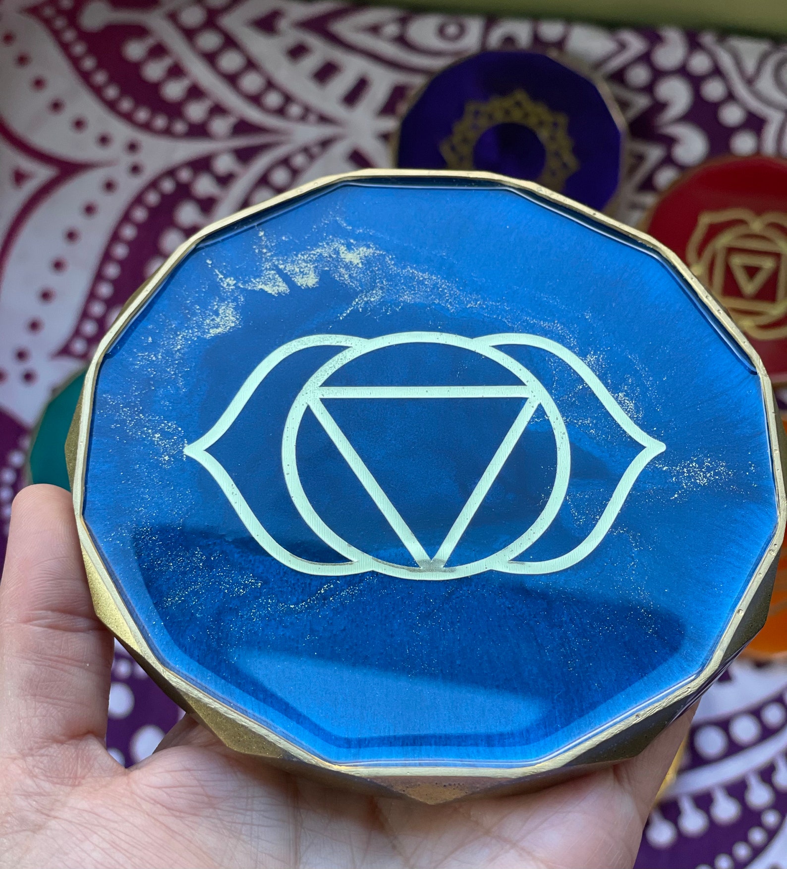 Chakra Candle Holder, Chakra Coaster, Resin - Etsy