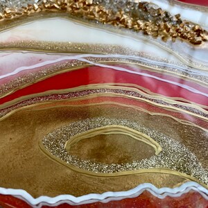 Red, White and Gold Geode Art - Etsy