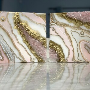 Pink & Gold Geode Art Small (set of 2) - Etsy