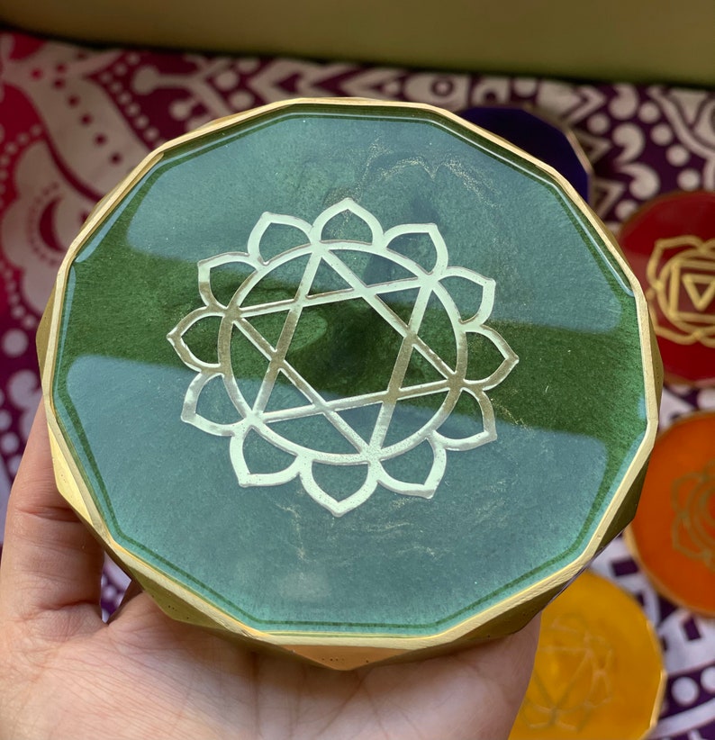 Chakra Candle Holder, Chakra Coaster, Resin - Etsy