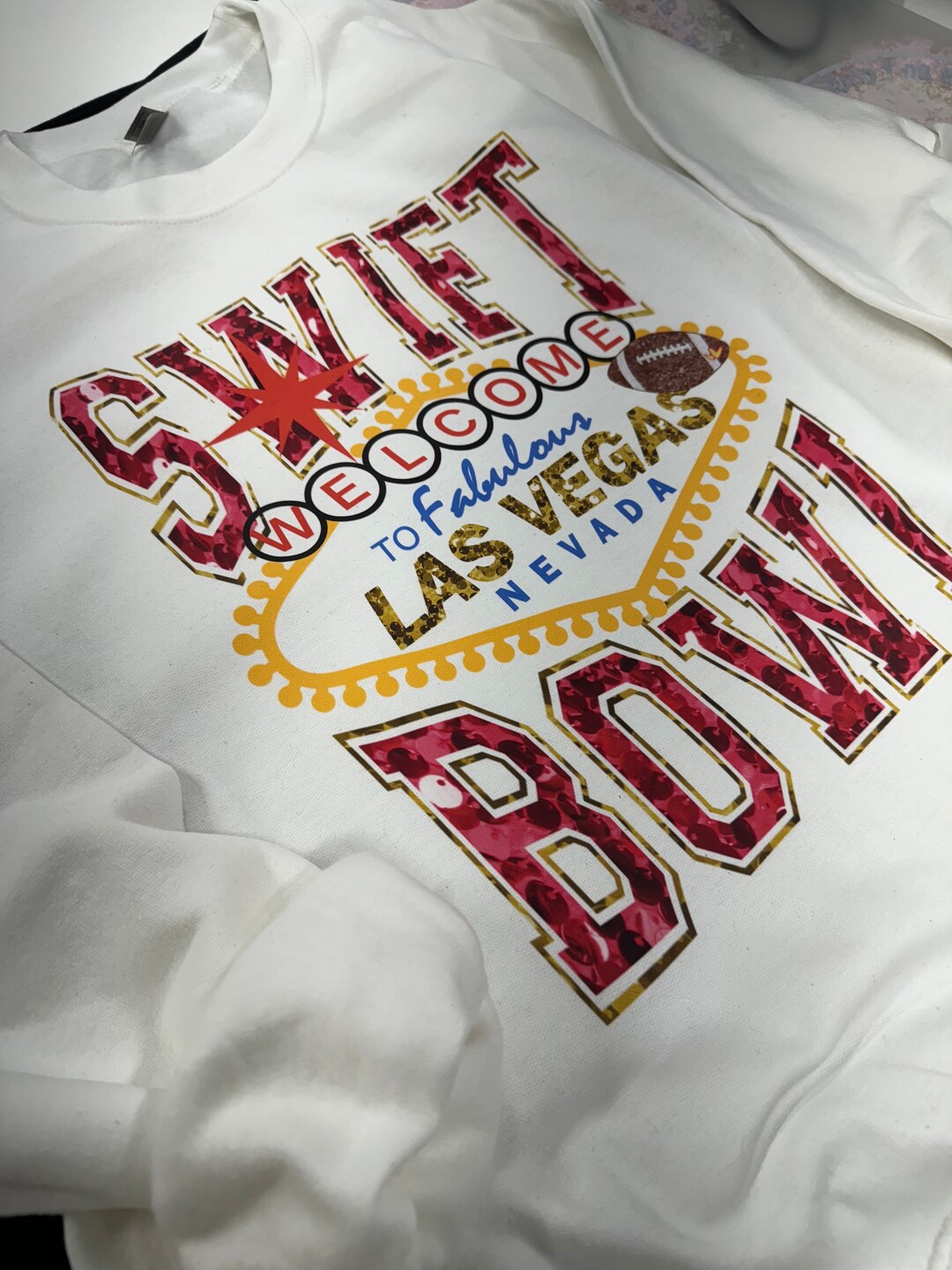 Red Swift Bowl Faux Sequin Crewneck - Etsy
