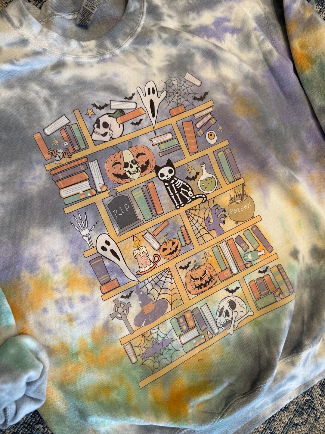 Spooky Library/ Book Lover, Haunted Library, Halloween Tie Dye Shirt ...