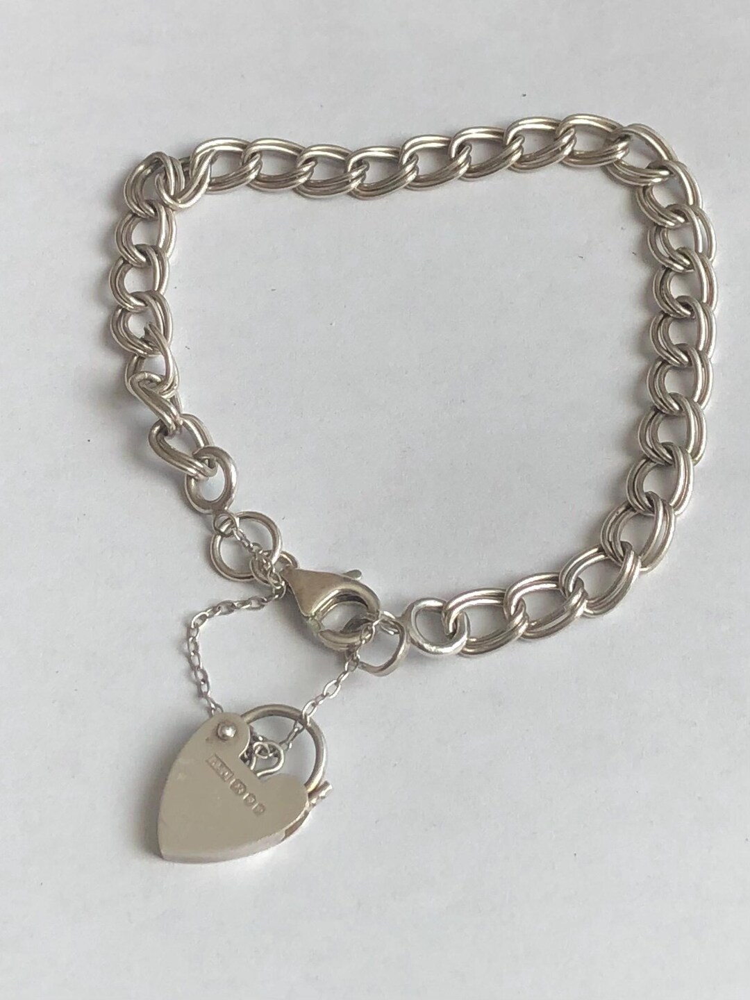 Vintage Sterling Silver Double Link Bracelet With Safety Chain ...