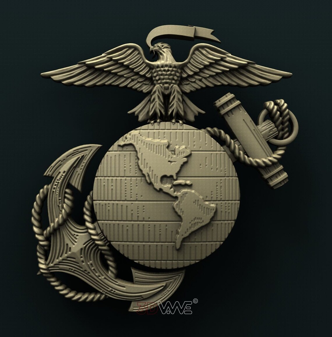 0004. USMC. 3D STL Model for CNC Router | Etsy