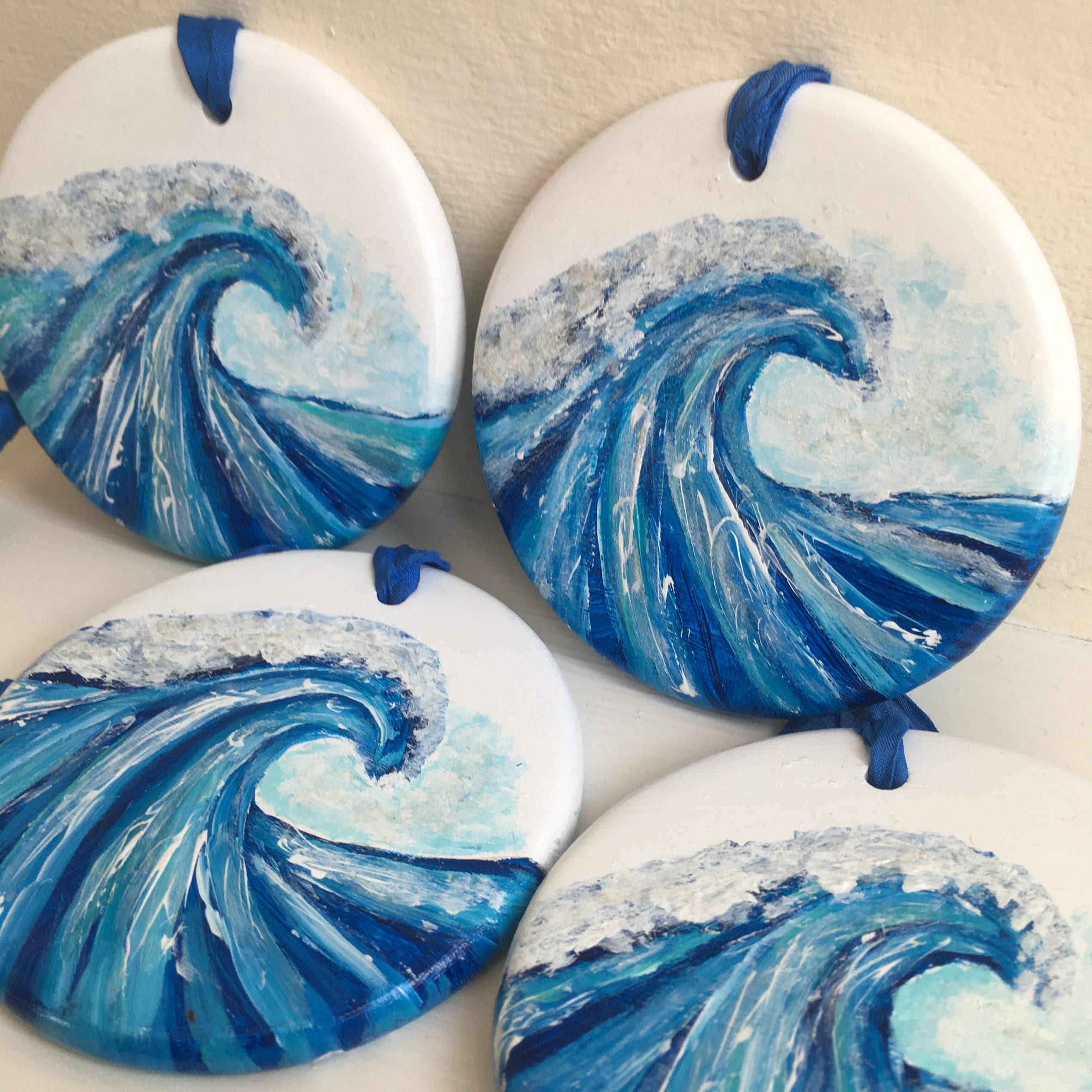 Hand Painted 'wave' Ceramic Bauble - Beach Bauble, Surf Bauble, Ocean ...