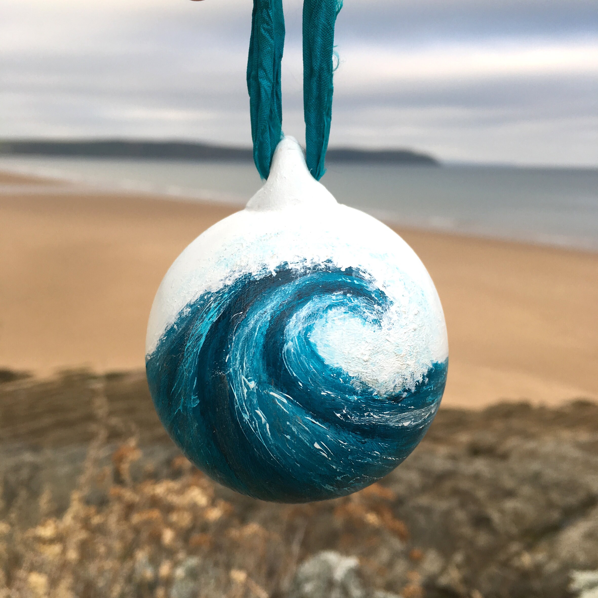 Hand Painted Ocean Inspired Ceramic Baubles Set of 3 or 6 Surf Baubles ...