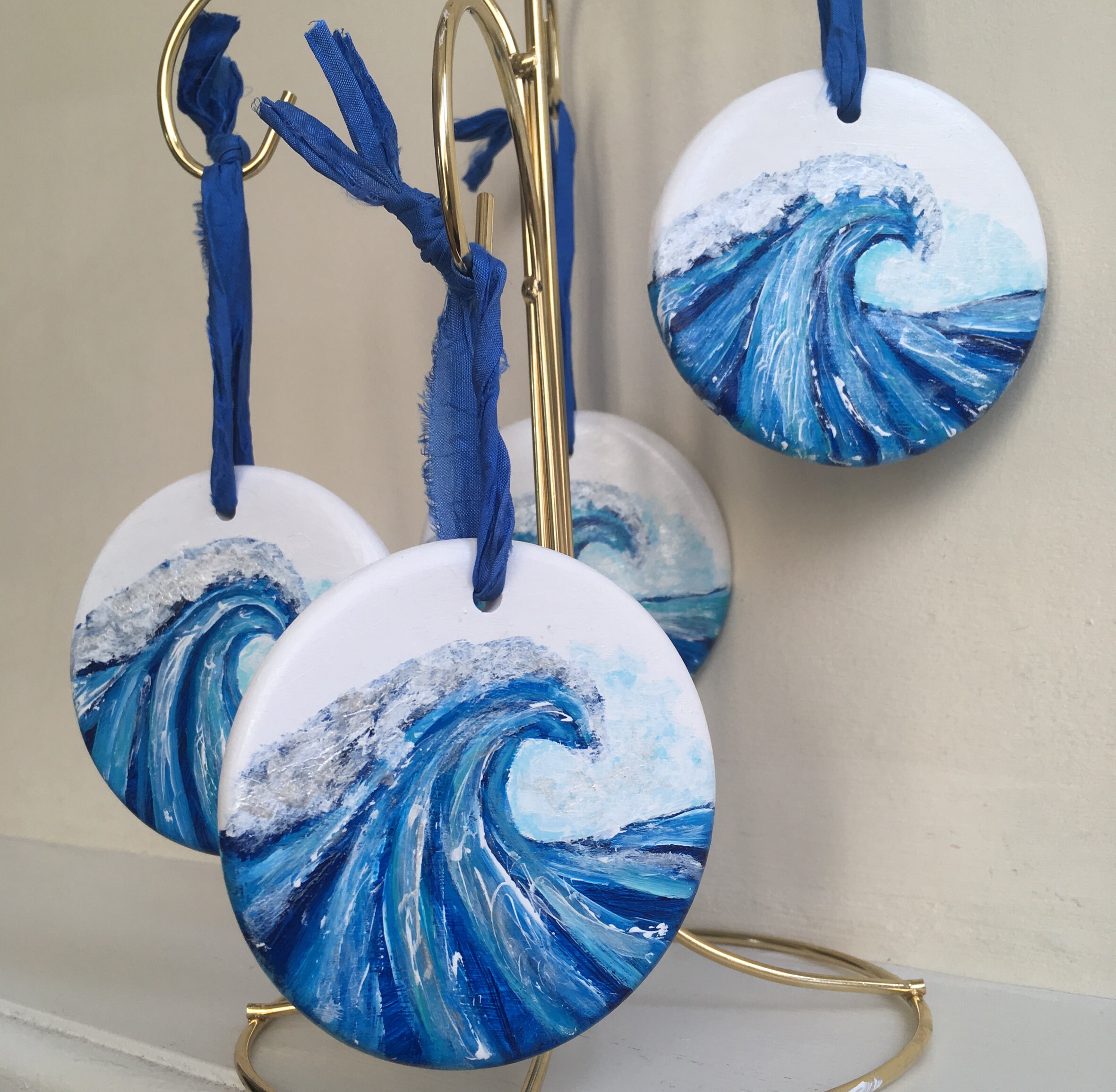 Hand Painted 'wave' Ceramic Bauble - Beach Bauble, Surf Bauble, Ocean ...
