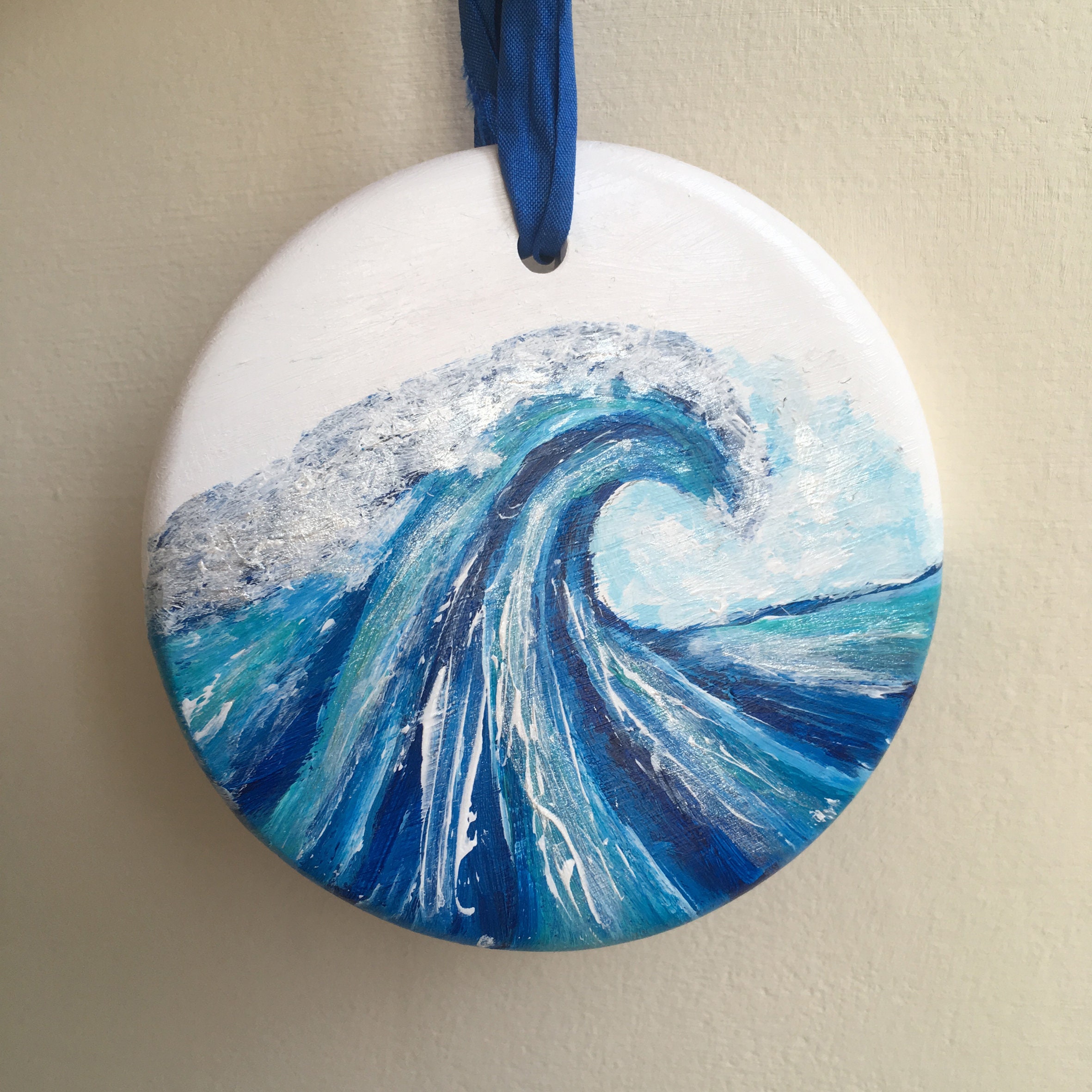 Hand Painted 'wave' Ceramic Bauble - Beach Bauble, Surf Bauble, Ocean ...