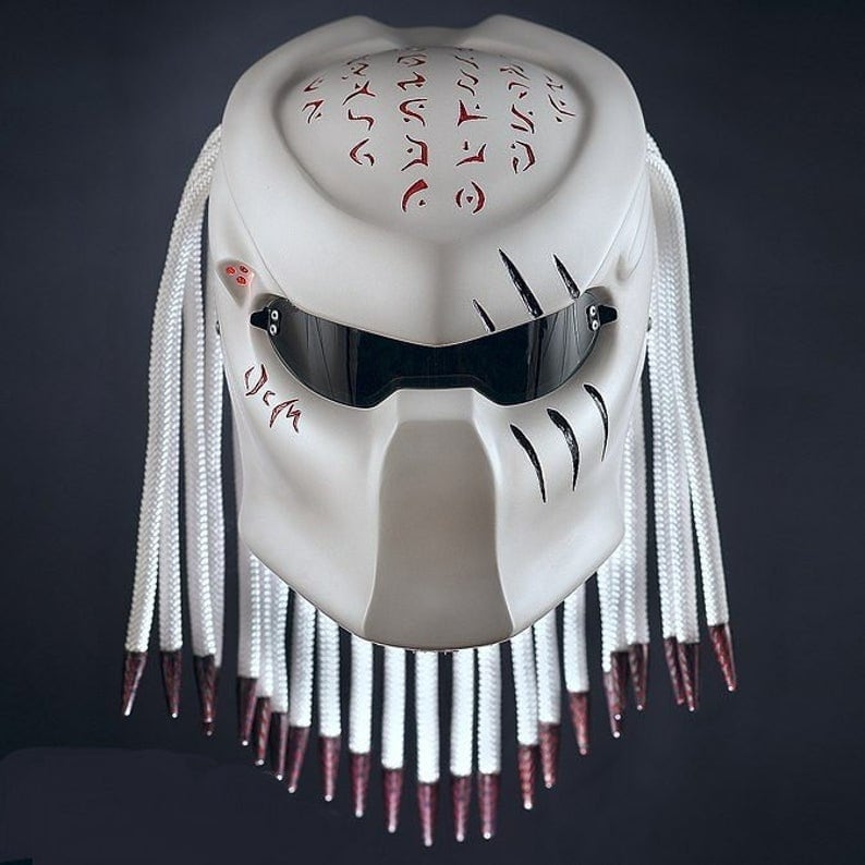 White Predator Motorcycle Helmet