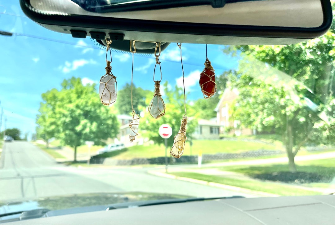 Crystal Car Ornament, Hanging Crystals, Rear View Mirror Ornament, Car ...