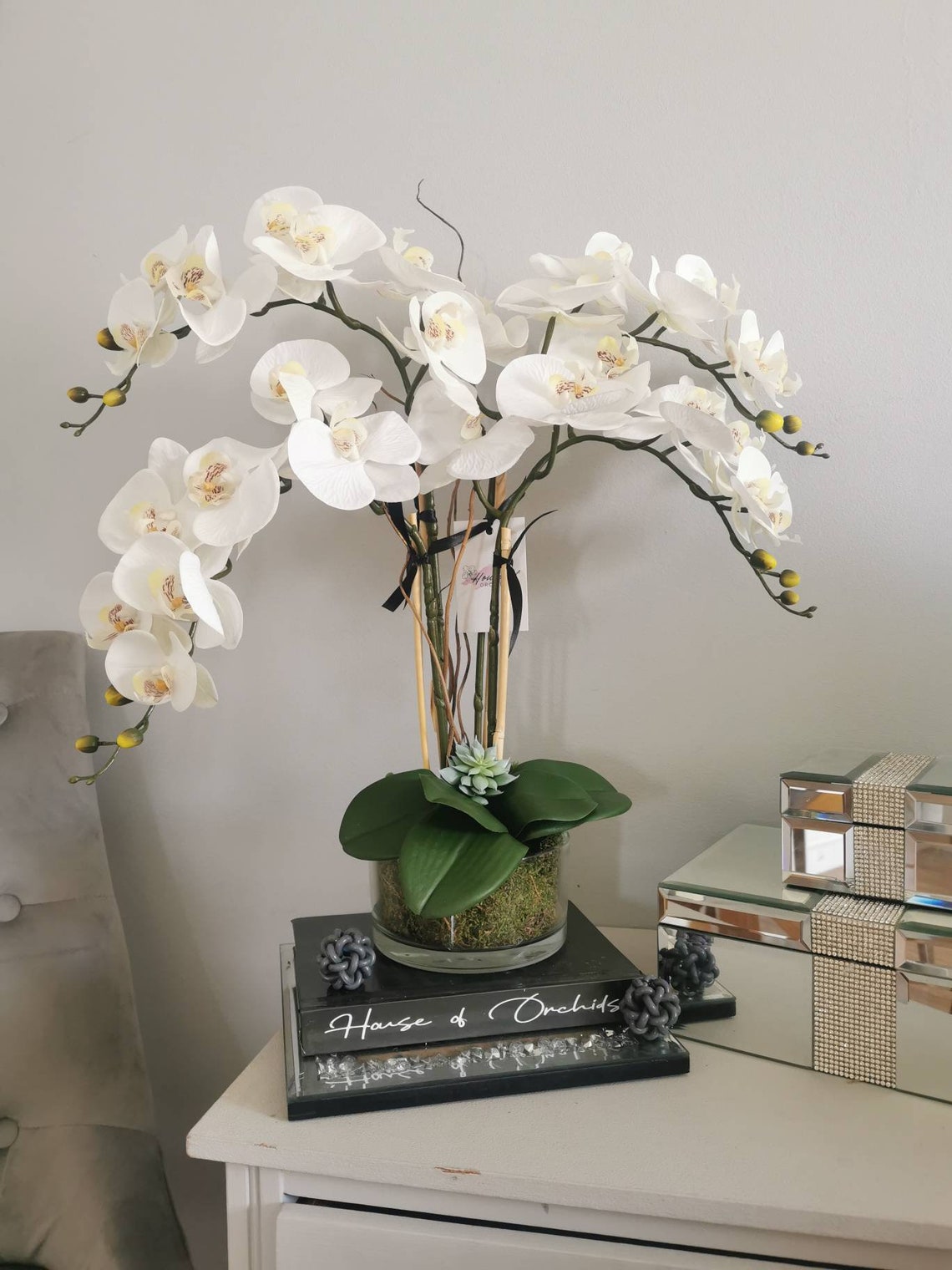 Cora Large White Real Look Luxury Artificial Orchid Table - Etsy