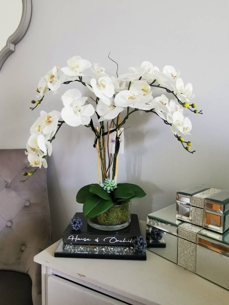 Cora Large White Real Look Luxury Artificial Orchid Table - Etsy