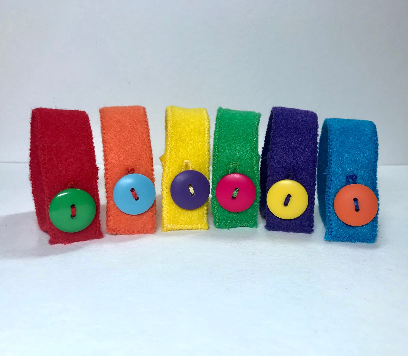 Rainbow Felt Button Chain - Etsy
